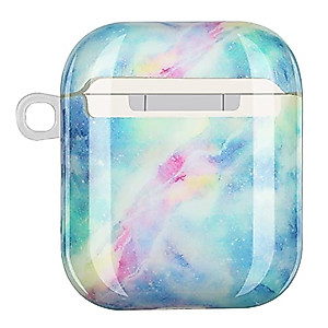 IVY Case for AirPods 2 & 1 Wireless Charging Soft IMD&TPU Silicone Skin Cover Case with Keychain & Long Lanyard - (Marble,#5)