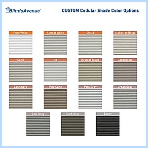 BlindsAvenue Custom ¾” Pleat, Cellular Shades, Color Urban Gray, Blackout Fabric Available in 2 Cordless Lift Systems. Customize to Widths Between 18”-96” Wide & Any Height Between 18”–84”