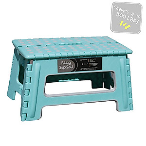 Folding Step Stool - 9" Height - Holds up 300 Lbs Lightweight Foldable Stepping Stool is Sturdy Enough to Support Adults & Safe Enough for Kids. Skid Resistant and Open with one Hand
