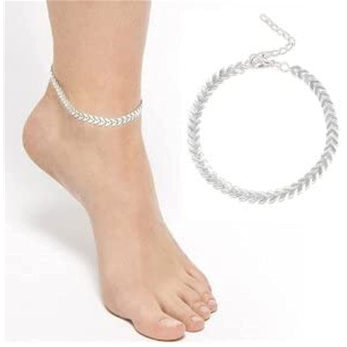 Bonlting Fashion Ankle Bracelet Women Sterling Silver Anklet Foot Jewelry Chain Beach