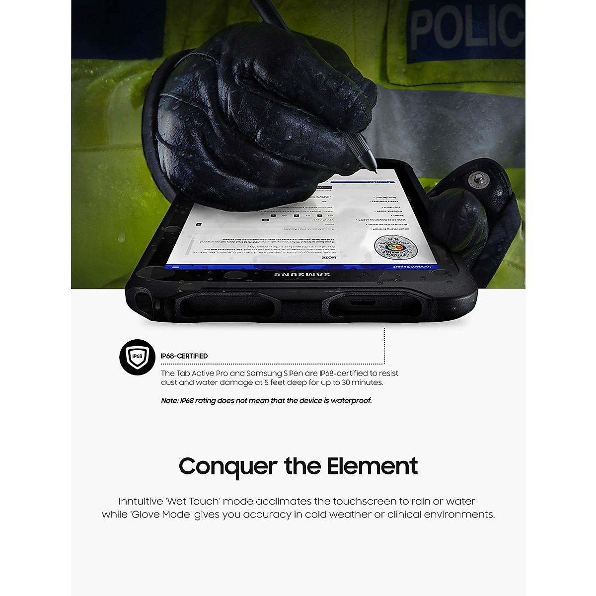 Samsung Galaxy Tab Active2 Water-Resistant 8” Rugged Tablet | 32GB & WiFi | with HD Camera and Biometric Security (SM-T390NZKEXAR), Black (Renewed)