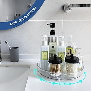 Goramio 10.6" Lazy Susan Organizer with 5 Removable Bins, Clear Plastic Divided Crazy Susan Lazy Susan Turntable, for Fridge Cabinet Refrigerator Kitchen Pantry Organization and Storage