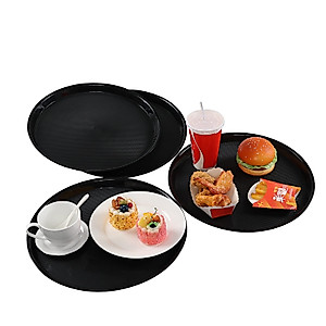 Pekky 4 Packs Plastic Round Serving Trays, Multi-Purpose Fast Food Trays, RE