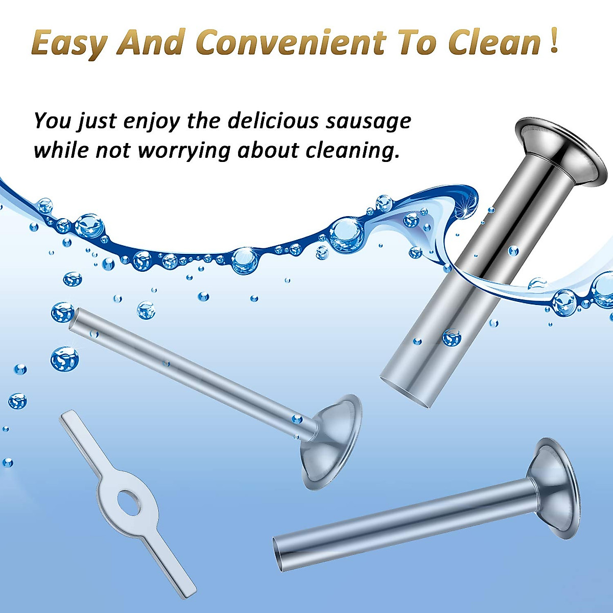 Mudder 4 Pieces Sausage Stuffer Kit 3 Different Sizes Stainless Steel Grinder Tubes with Sausage Stuffer Ring for Size 5 Meat Grinder Food Maker Kit