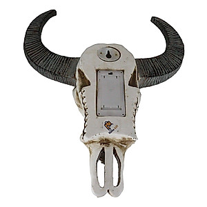 Ebros 16.5" Tall Southwest Aged Bone Tooled Filigree Lace Design Steer Bison Buffalo Bull Cow Horned Skull Head Night Light Lamp LED Wall Decor Plaque Skulls Western Accent Lighting