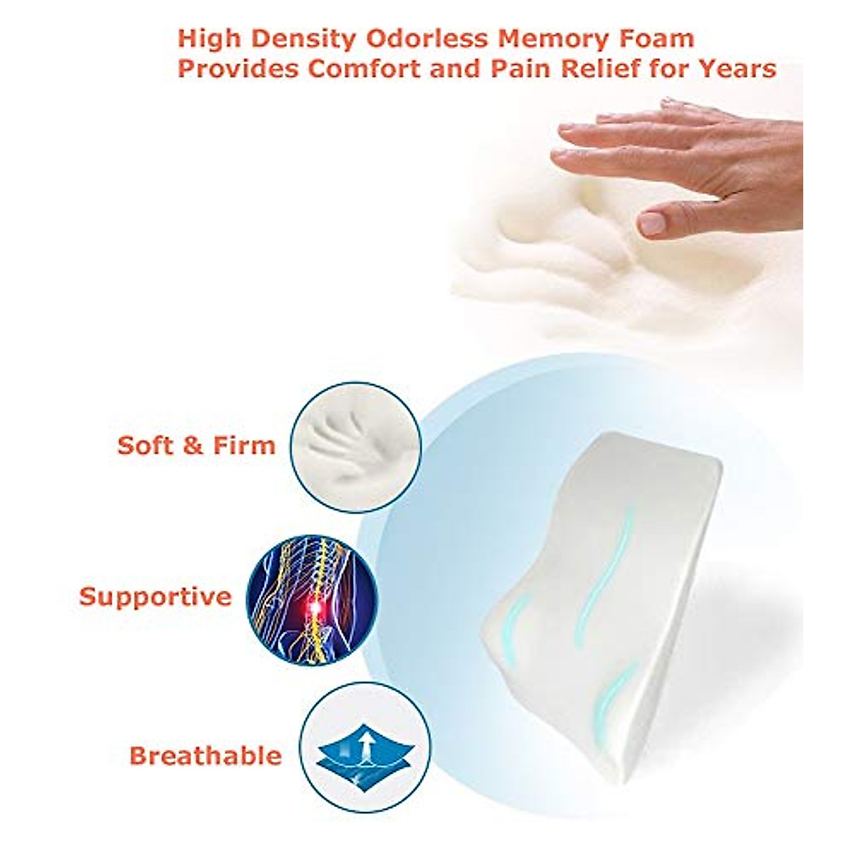 Tektrum Full Lumbar Entire Back Support Cushion for Home/Office Chair, Car Seat - Washable Cover, Ergonomic Thick 3D Design Fit Body Curve - Back Pain Relief, Improve Posture - Black (TD-QFC024-BLK)