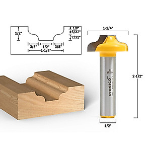 YONICO CNC Cabinet Door Rail & Stile Router Bit (Traditional Ogee - 1-1/4" CD - 1/2" Shank)