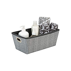 Simplify Herringbone Grommet Tote Basket, Closet Storage, De-Clutter Home, Office, Good for Toys, Linens, Cleaning Products, Accessories & More, Small