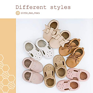 Littlebeemocs Bow Baby Moccasins (Italian Leather) Soft Sole Shoes for Girls | Infants, Babies, Toddlere (5, Tourmaline)