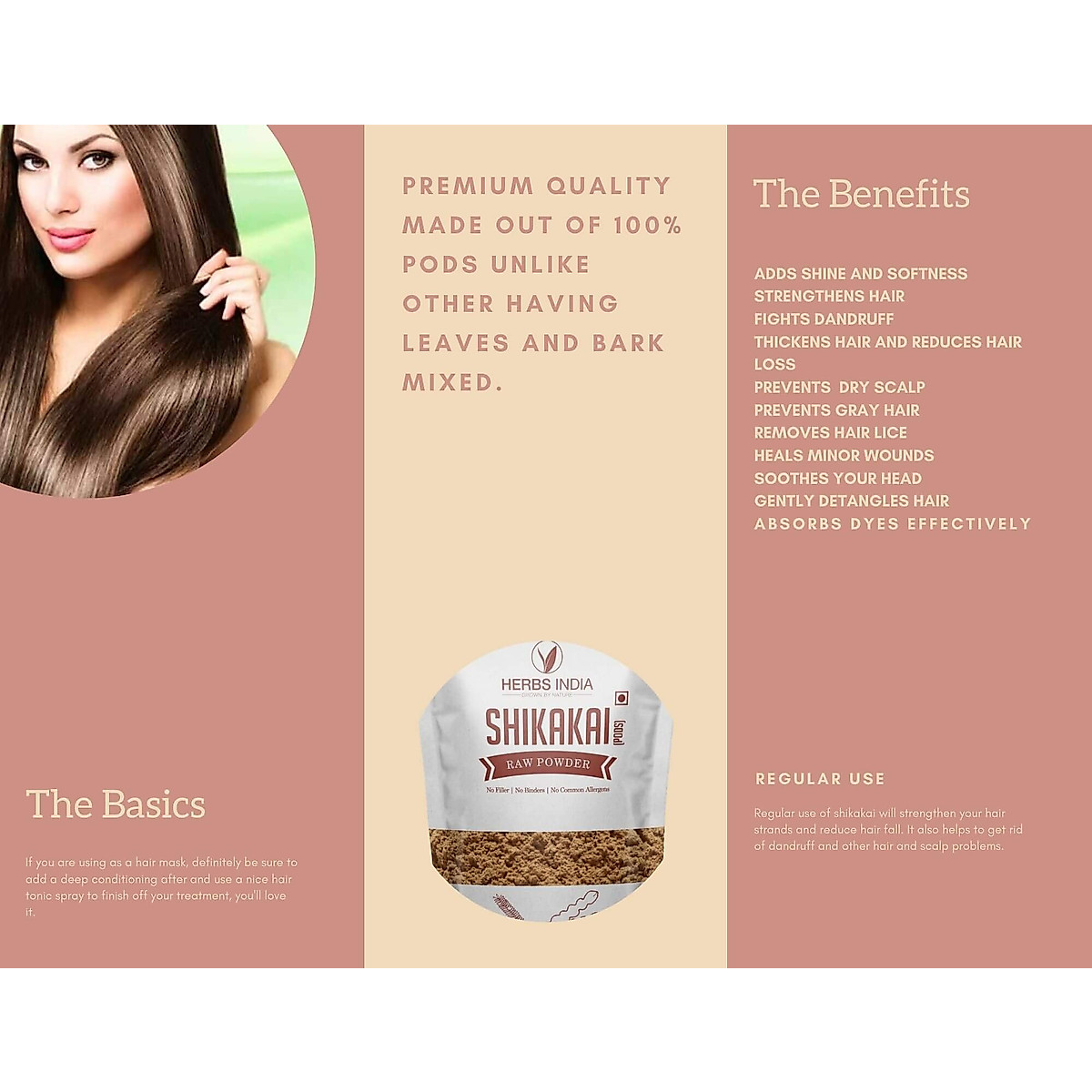 Shikakai Powder for Hair Growth - Acacia Concinna (Shikai Powder) - Best Natural Cleanser - All Natural - Herbs India (One LB - 16 Ounce)