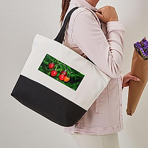 CafePress Red Berries Canvas Tote Top Zipper Closure