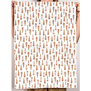 CENTRAL 23 White Wrapping Paper - 6 Sheets of Gift Wrap - and Champers - Elegant Wrapping Paper for Women - Pink Brown Bottles - For Party Bridal Shower - Comes With Fun Stickers