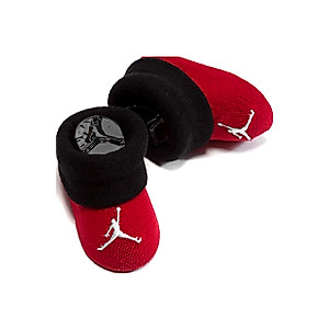 Nike Jordan Infant Baby Hat and Booties Set (Red(LJ0102-R78)/Black, 0-6 Months)