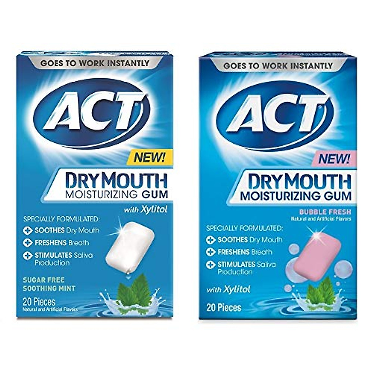ACT Dry Mouth Gum, Variety Pack, 40 Count
