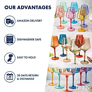 European Style Crystal, Stemmed Wine Glasses, Acrylic Glasses Tritan Drinkware, Unbreakable Muted Color | Set of 6 | Shatterproof BPA-free plastic, Reusable, All Purpose Glassware, Hand Wash Only 15oz