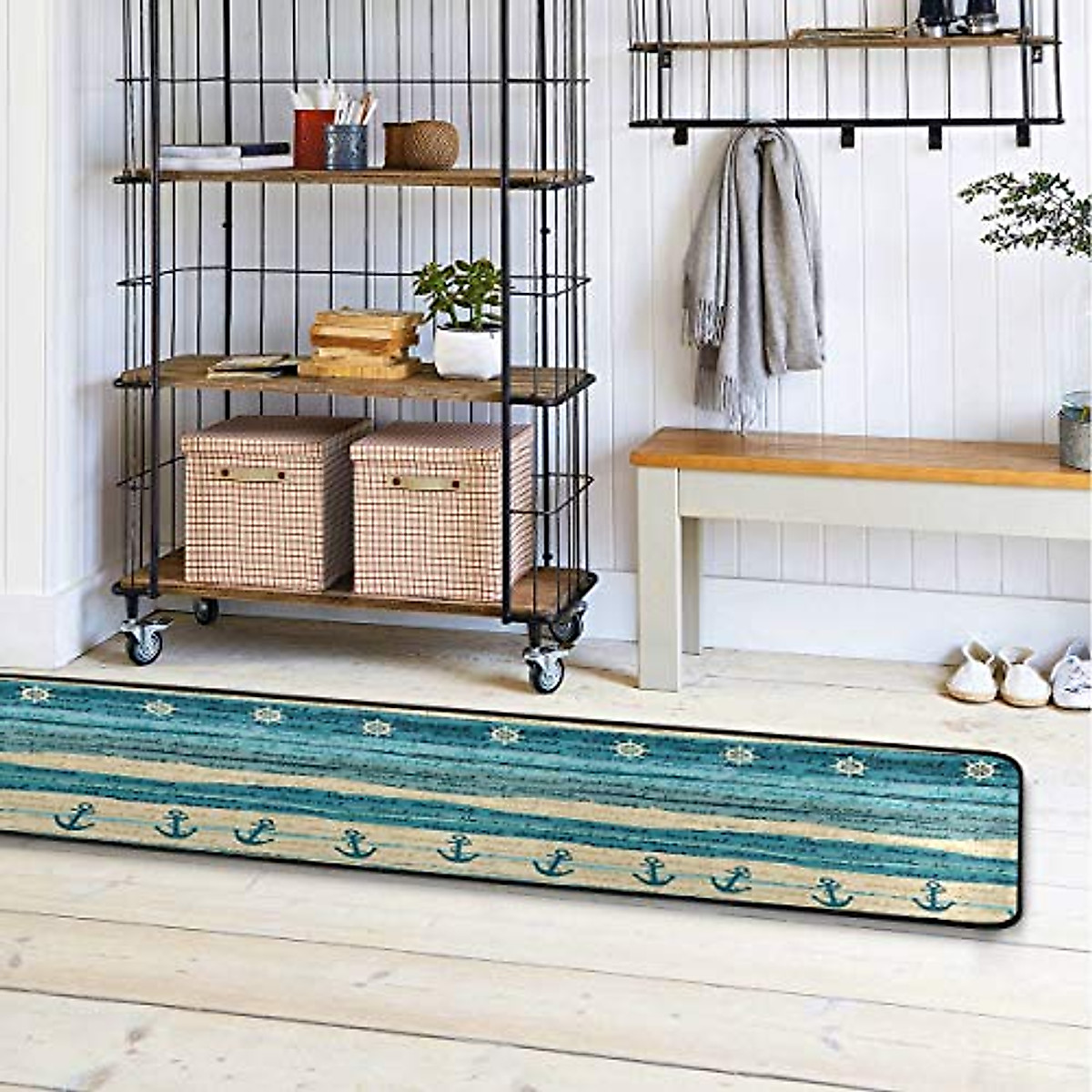 ALAZA Nautical Style Runner Area Rug Non Slip Floor Mat for Hallway Entryway Living Room Bedroom Dorm Home Decor 72x24 inches