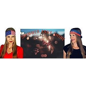 Shimmer Anna Shine Red White and Blue Patriotic American Flag Tie Headband USA (Red White and Blue Stars and Stripes)