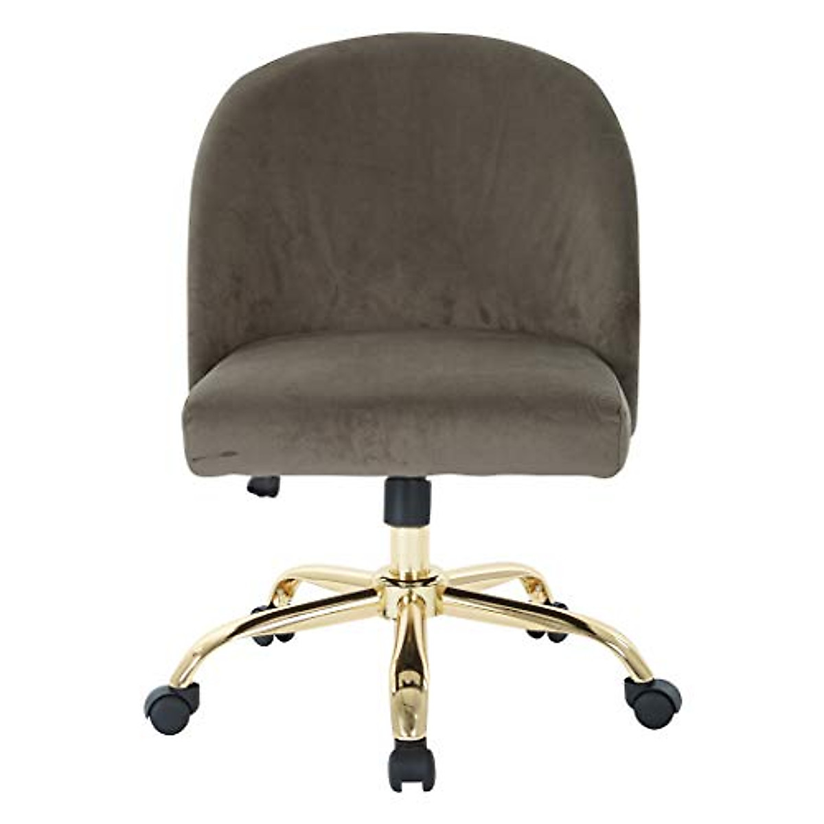 OSP Home Furnishings Layton Mid-Back Adjustable Office Chair with 5-Star Base, Gold Finish and Blue Azure Velvet