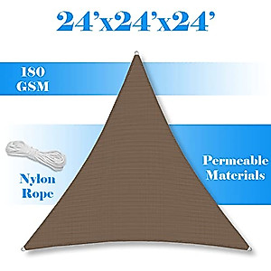 AwnPro Equilateral Triangle Shade Sail 6' x 6' x 6' Canopy to Block Sunlight for Outdoor Patio Garden Patio Deck Pergola (Brown)