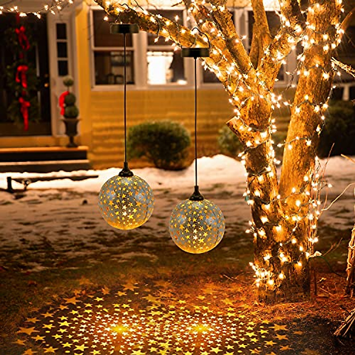 4 Pack Solar Garden Decor Hanging Lanterns Outdoor Waterproof