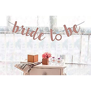 Saliyaa Rose Gold Bachelorette Banner, Glittery Rose Gold bride to be Banner for Engagement Wedding Bridal Shower Party Decorations Favors Supplies