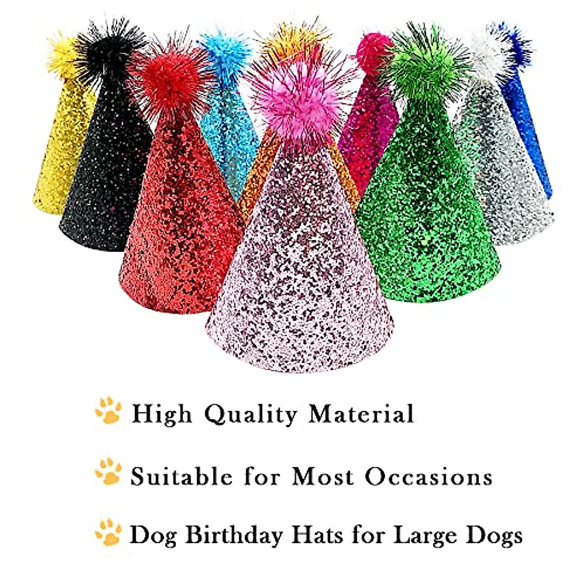 PET SHOW 10pcs Small Dog Birthday Hat Set for Boys Girls Medium Large Dogs Cat Kitten Puppies Party Hats with 0-9 Numbers 10 Glue Grooming Accessories
