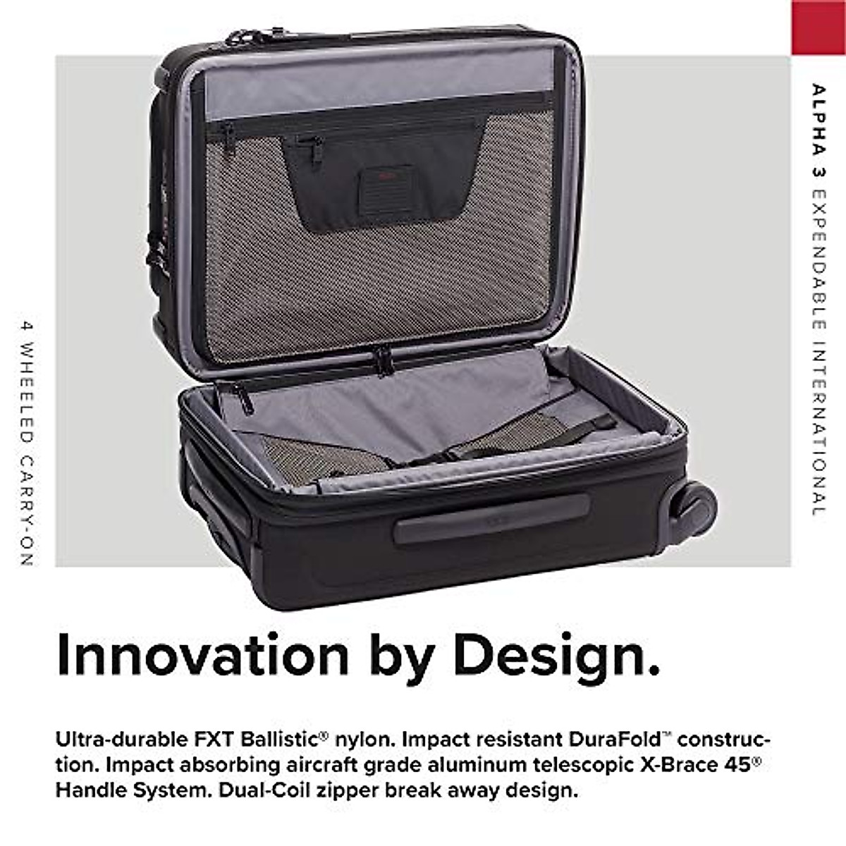 TUMI Alpha 3 International Expandable 4-Wheeled Carry-On - Weekend and Internation Travel Luggage - Black