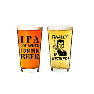 IPA A Lot When I Drink Beer Funny Gift Glasses For Pint Lover- Glass Mug Mugs Gift Sayings Funny Birthday Christmas Holiday Present For Dad Mom Grandpa Grandma Best Novelty Beer Stein Gag Gifts Lovers