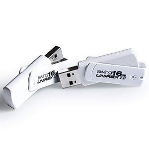 Unirex 2 Pack Swing 16GB USB 2.0 Thumb Drive, White Variety Pack | Memory Stick Storage is Compatible with Computer, Tablet, or Laptop