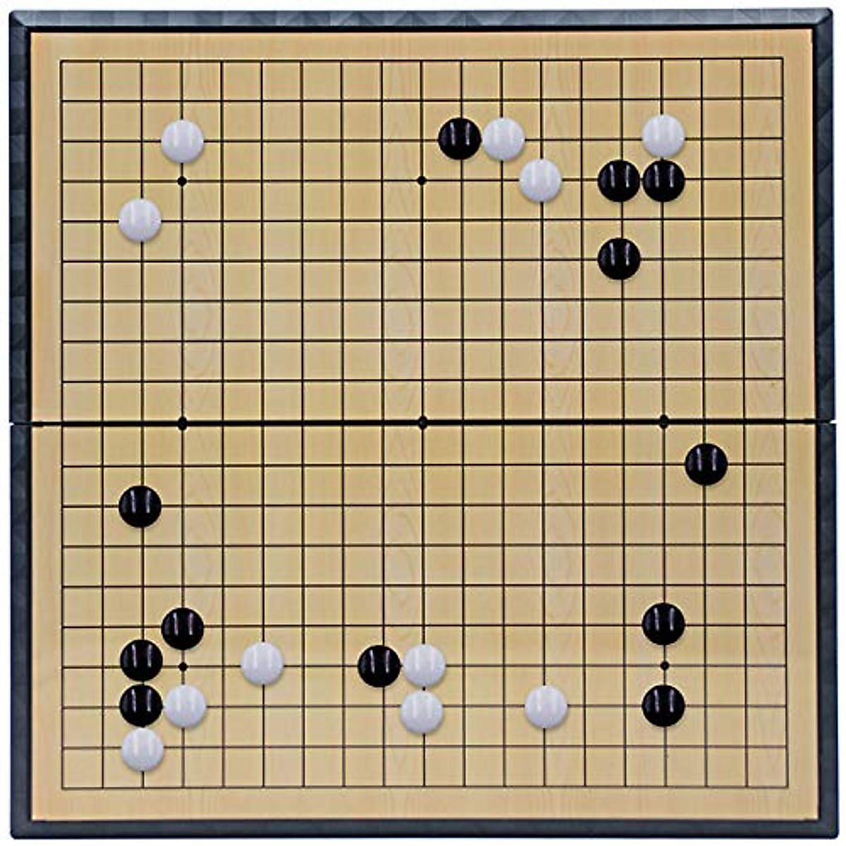 Medium Magnetic 19x19 Go Chess Set Game 11Inch/28cm Portable with Single Convex Plastic Stones and Go Board Classic Chinese Strategy for Kids & Adult