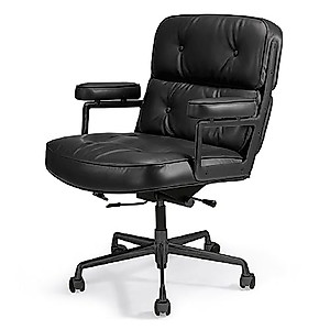 KXDTZ Leather Office ChairLobby Computer ChairHome Office Chair (Color : Black, Size : As Shown)