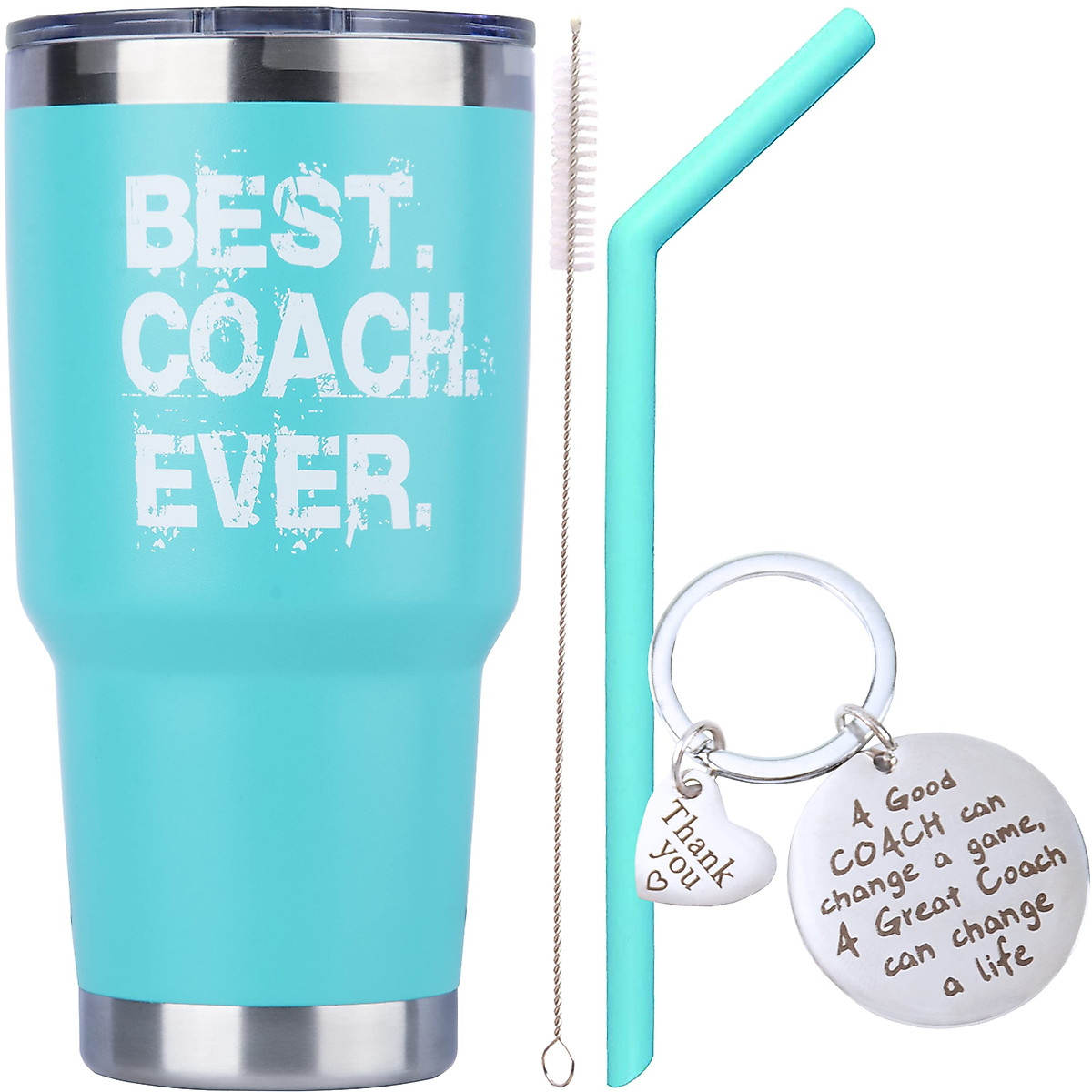 MEANT2TOBE Best Coach Ever Gifts, Best Coach, Best Coach Ever, Best Coach Ever Cup(Mint) Bundle with Coach Gifts, Best Coach Ever, Coach Keychain, Best Coach Gifts (Black)
