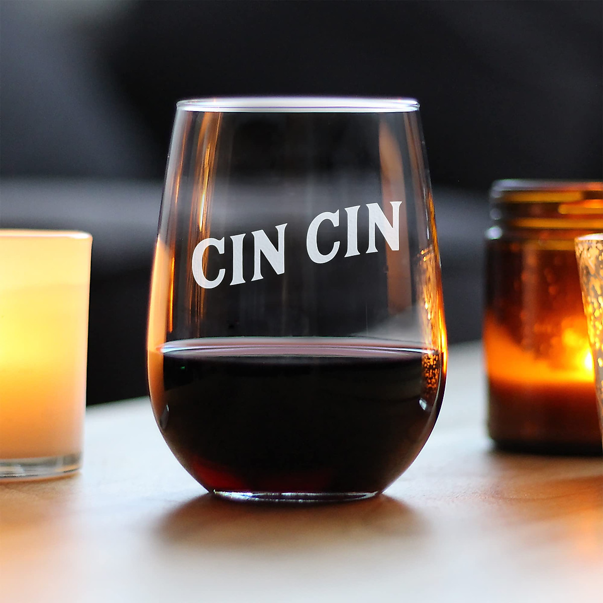 Cin Cin Italian Cheers - Stemless Wine Glass - Unique Italy Themed Gifts or Party Decor - Large 17 Ounce