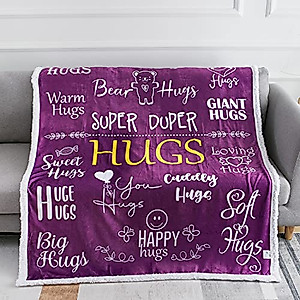 Piwaka Hug Blanket Gifts for Loved One - Cosy Sherpa Fleece Blanket in Purple | Machine Washable Plush Blankets - Heartwarming Gifts - Sentimental Gifts - Get Well Soon Gifts for Women