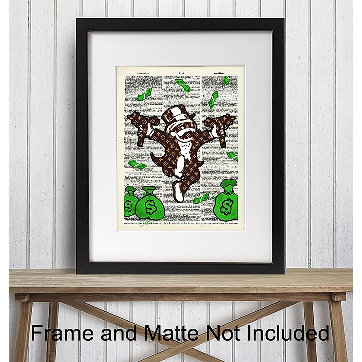 LARGE 11X14 - Designer LV Monopoly Man Poster - Glam Fashion Design - Urban Street Art - Graffiti Wall Art Print - Room Decoration for Dorm, Office, Teens Bedroom – Cool Gift – High Fashion Home Decor