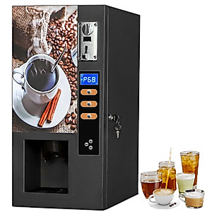 ROOMEDAL Coffee Vending Machine, Smart Commercial Self Coin Payment, 3 Flavor Instant Hot Coffee Vending Machine Coffeemaker, Automatic Cup Drop System (Coin Payment)