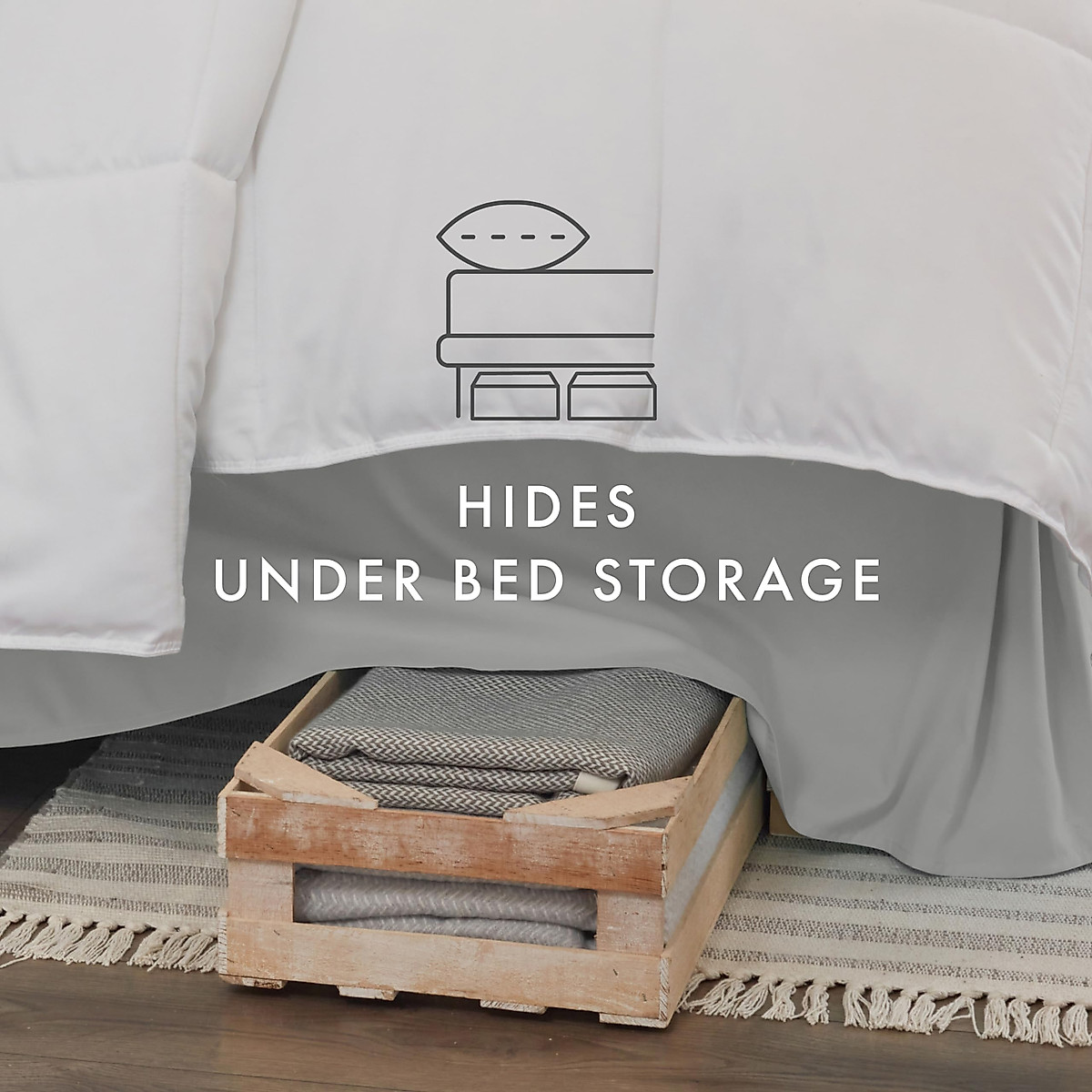 Linen Market Bed Skirt - Ultra Soft Microfiber - Easy Fit with 14 Inch Tailored Drop - Hotel Quality, Shrinkage & Fade Resistant - Bed Cover - Queen Bed Set - Bedroom Décor - (Light Gray)