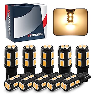 VEHICODE 12V 921 922 912 906 LED Bulb Soft Warm White 579 904 916 918 Interior Dome Light Replacement for RV Camper Trailer Marine Boat T10 T5 Wedge Outdoor Landscape Garden Lamp (10 Pack)