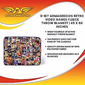 8-Bit Armageddon Retro Video Games Fleece Throw Blanket | Plush Soft Polyester Cover for Sofa and Bed, Cozy Home Decor, Luxury Room Essentials | Novelty Gifts for Adults and Kids | 45 x 60 Inches