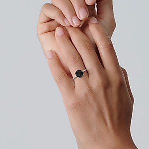 Gem Stone King 925 Sterling Silver Cushion Checkerboard Black Onyx Ring For Women (2.23 Cttw, Gemstone Birthstone, Available In Size 5, 6, 7, 8, 9)