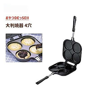 JapanBargain 4742, Japanese Obanyaki Pan Stuffed Pancake Toaster Large 3 inch Pancake Maker Nonstick Aluminum Pan, Four Molds