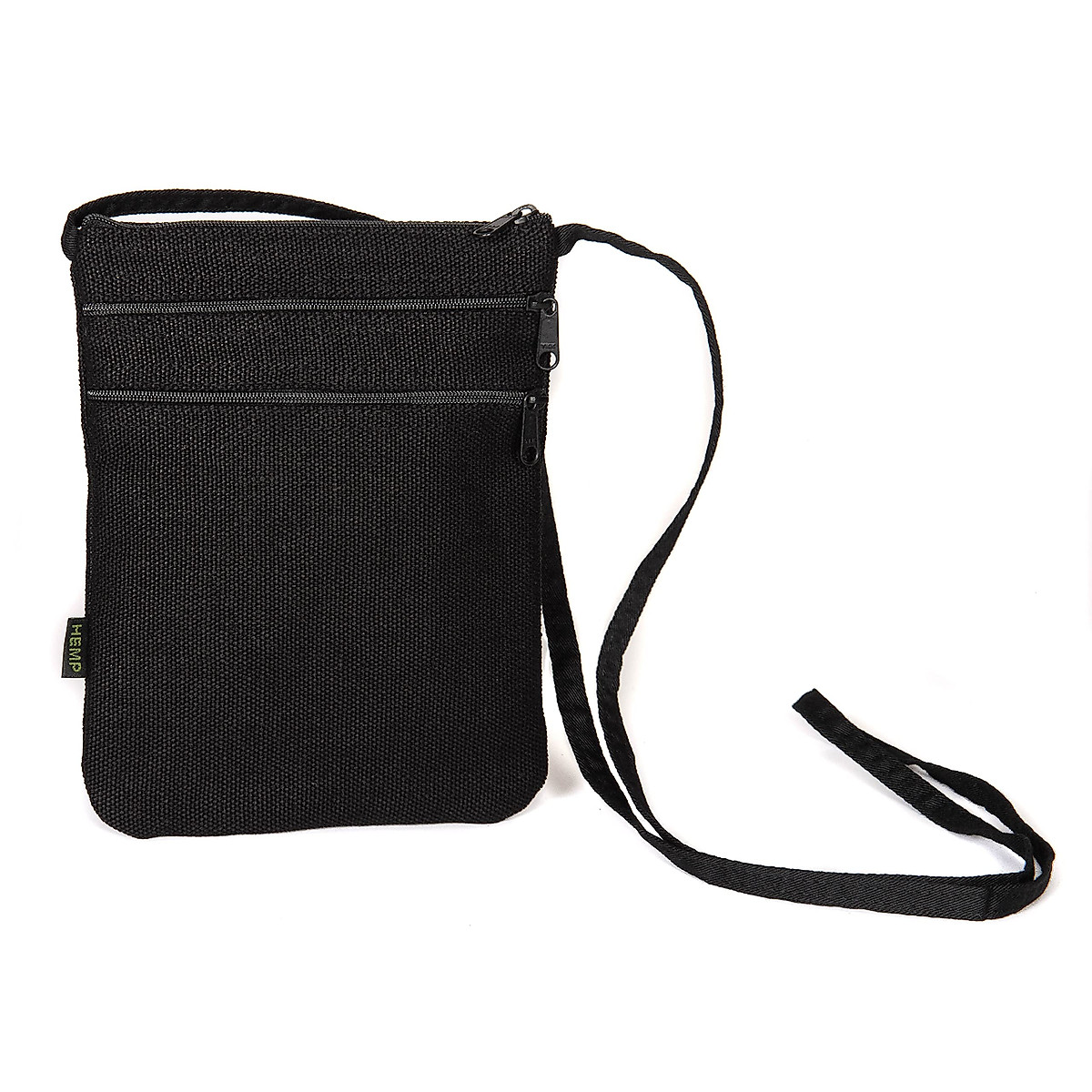 hempmania 100% Hemp Three Zip Purse-Large (Black)