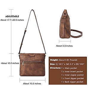 CHOLISS Large Crossbody Bags for Women, Medium Size Purses for Women with Vegan Leather, Brown