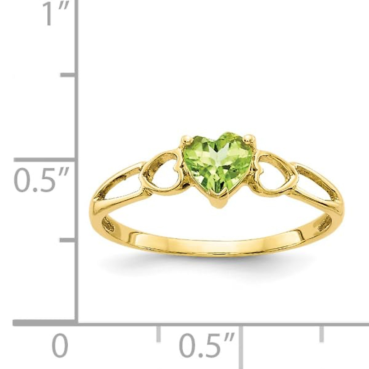 IceCarats 10K Yellow Gold Green Peridot Heart Love Ring Gemstone Band August Birthstone Jewelry Size 7