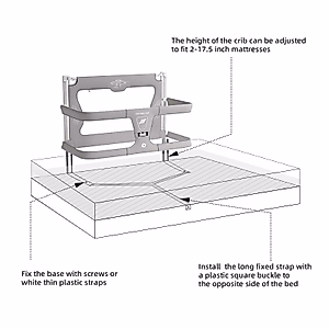 PANBAYI Bedside Crib - 3 in 1 Baby Bassinet, Portable Crib and Bed Rail for Co-Sleeping Babies. Bed Side Lifting Fence with Adjustable Height，Easy to Assemble,Bed Rail for Toddlers