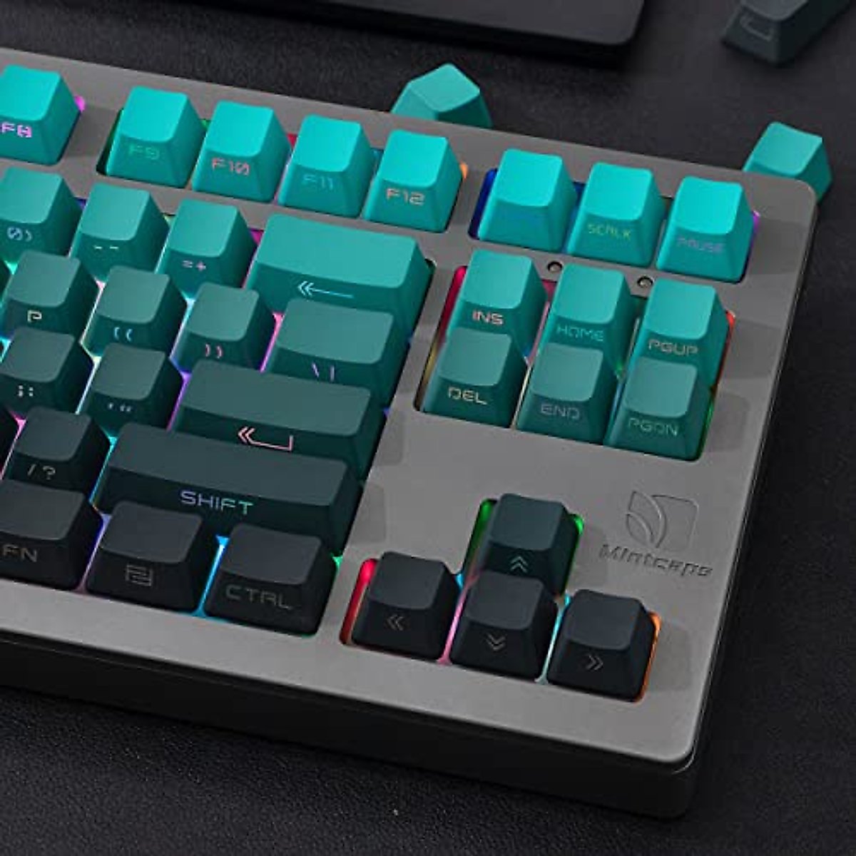 Gradient Cyan Side Print Keycaps OEM PBT Double Shot Custom Keycaps Set Fit for 61/64/87/104/108 Cherry Mx Switches Mechanical Keyboard