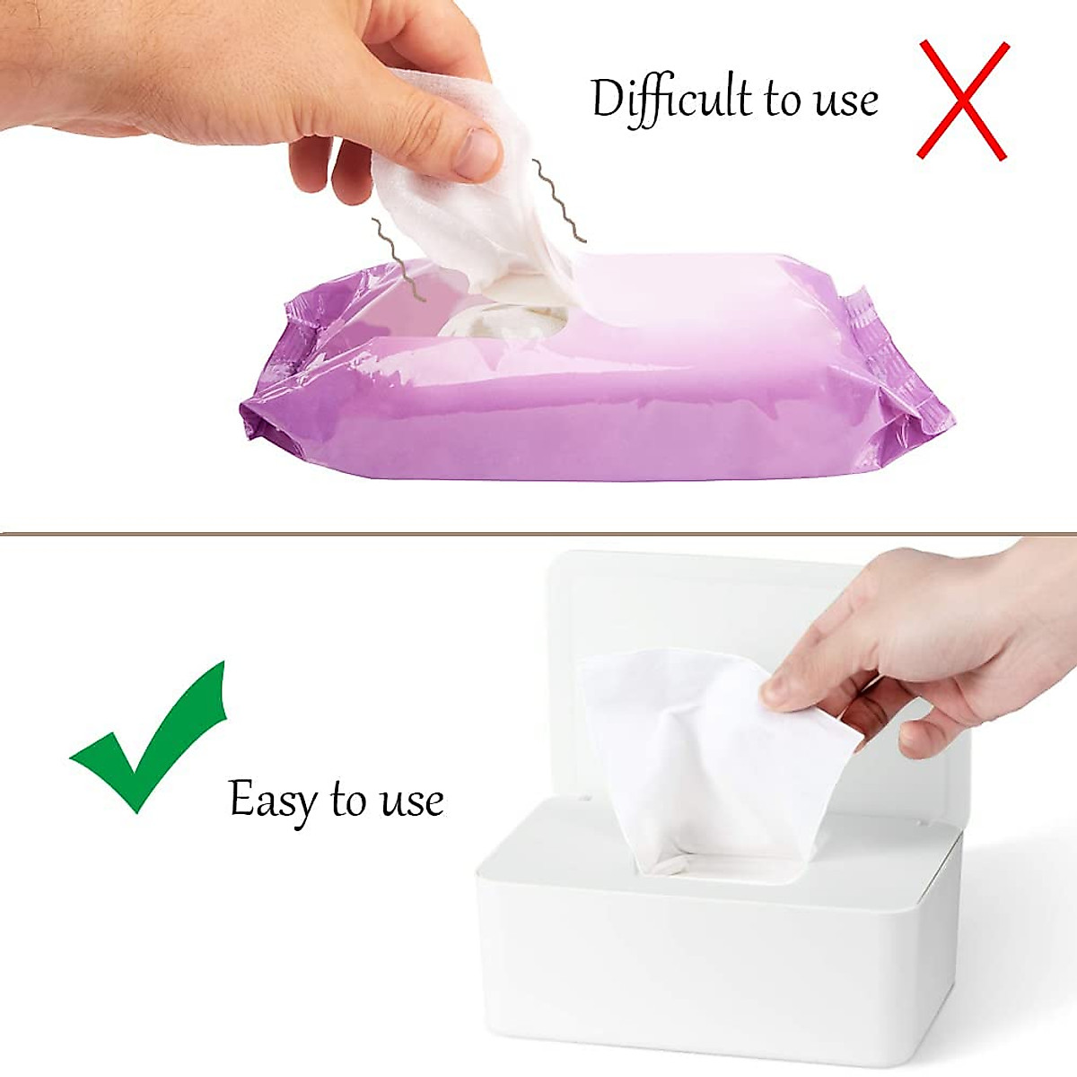 Diaper Wipes Dispenser Baby Wipes Case，Abnaok Baby Wipe Holder Keeps Wipes Fresh，Non-Slip, Easy Open & Close Wipe Container