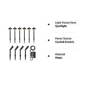 Malibu Landscape Lighting Kit with 150W Low Voltage Outdoor Transformer & 12V Halogen 6PK 10W Bronze Pathway Lights & 4PK Metal 20W Flooding Lights/Spotlights Warm White & 75Feet #16 Wire for Patio