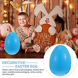 Zerodeko Plastic Easter Egg, Jumbo Eggs Empty Fillable Egg Shaped Storage Box Decorative Container Holder Treat Packaging Supplies for Candy, Cookie, Party Favors (12 x 8.5in, Blue)