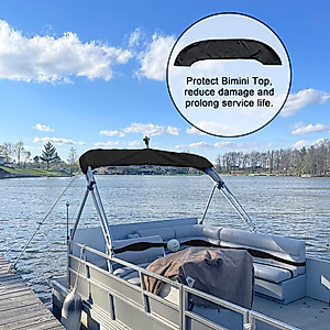 SoGuDio Design with Light Hole Bimini Top Cover,Suitable for 3-4 Bows Tops,Effectively Prevent The Erosion of UV,sea Water in Summer, Designed Resin Zipper Canopy,XL 81-101IN Black (ZYPZ-SJ-HS-002)